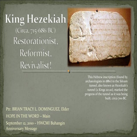 King hezekiah restorationist, reformist, revivalist | PPT