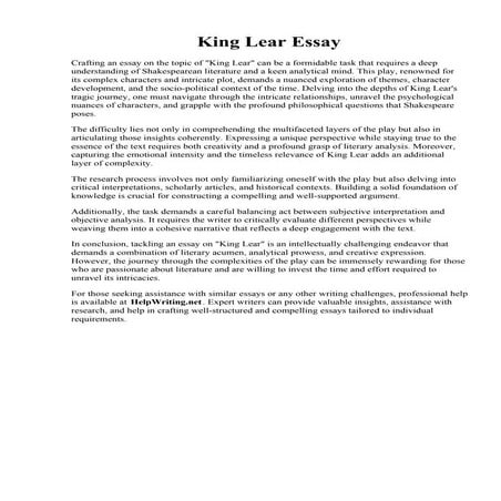 King Lear Essay | PDF