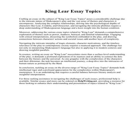 King lear essay questions | DOCX