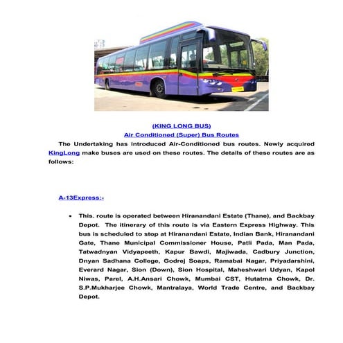 King long bus ac bus routes | PDF