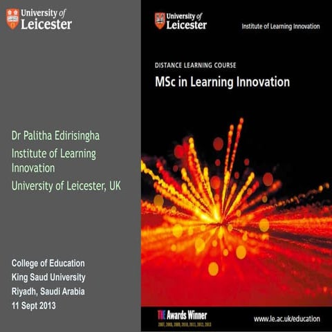 King Saud University MSc LI DL_Palitha Edirisingha | PPT
