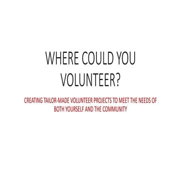 Some people and places responsible volunteer projects you could work ...