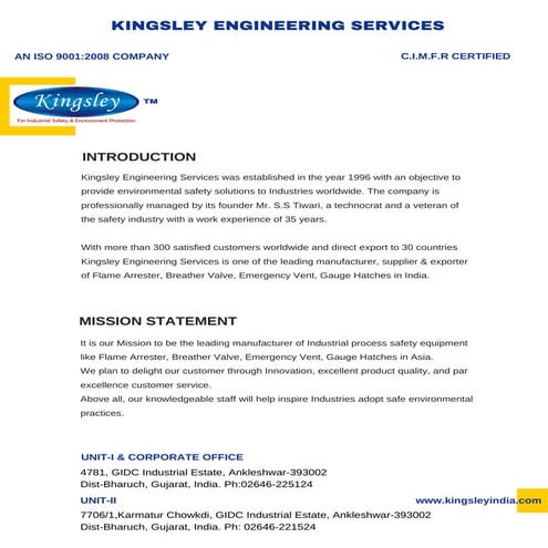 Kingsley Engineering Services Company Profile | PDF