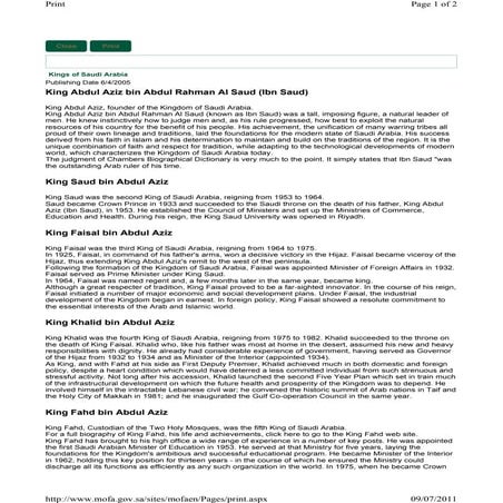 Kings of Saudi Arabia | PDF