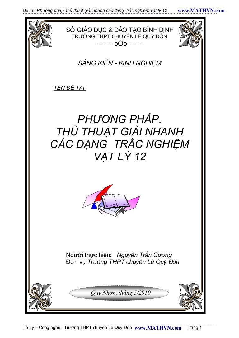 Kinh nghiem giai trac nghiem vat li 12