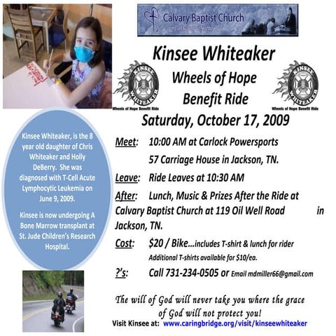 Kinsee Whiteaker Wheels Of Hope Benefit Ride | PPT