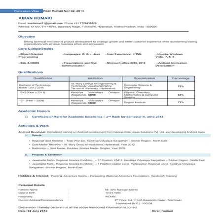 Kiran kumari cv nov2014 | PDF