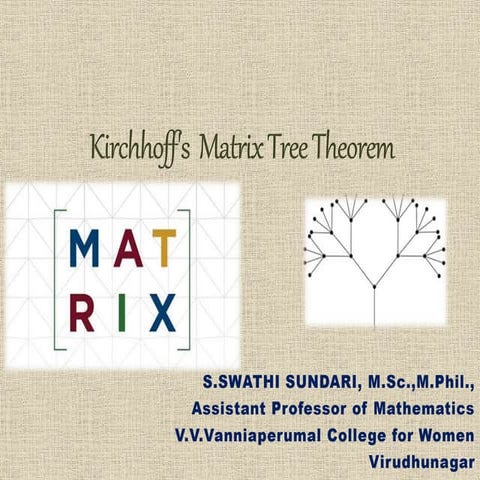 Kirchoff''s matrix tree theorem | PPT