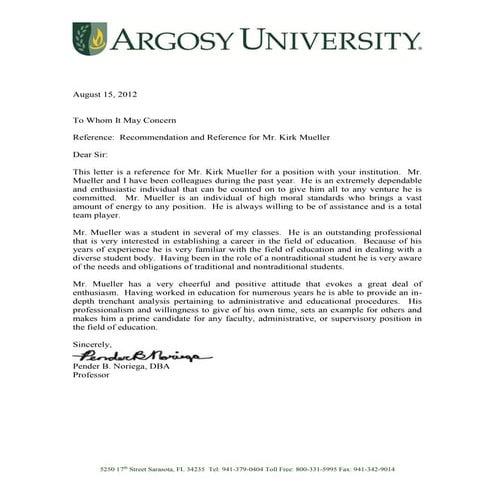 Professor Pender reference letter | PDF