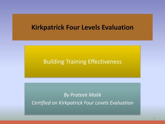 Kirkpatrick's Four-Level Training Evaluation Model | PPTX | Business ...