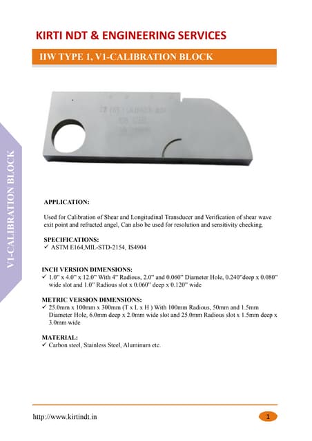 Iiw V1 Ultrasonic Calibartion Block Pdf