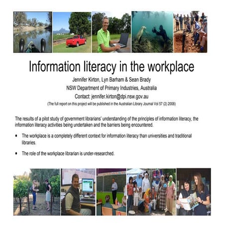 Understanding and practices of information literacy in Australian ...