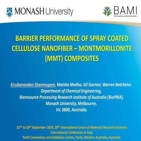 Barrier Performance of Nanocellulose-Nanoclay composite | PPTX | Chemistry | Science