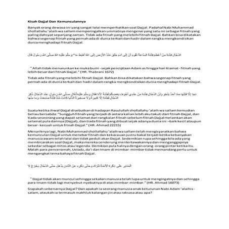 Kisah dajjal dan kemunculannya | PDF