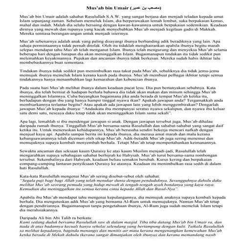 Kisah mus'ab bin umair | PDF