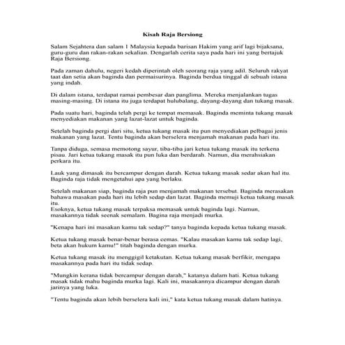 Kisah raja bersiong | DOC