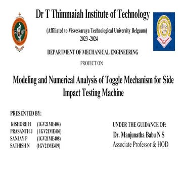 Modeling and Analysis of Toggle Mechanism | PDF