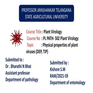 Physical properties of plant viruses, DEP and TIP | PPTX