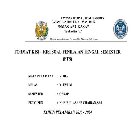 KISI - KISI KIMIA KELAS X PTS 2023 GANJIL.docx