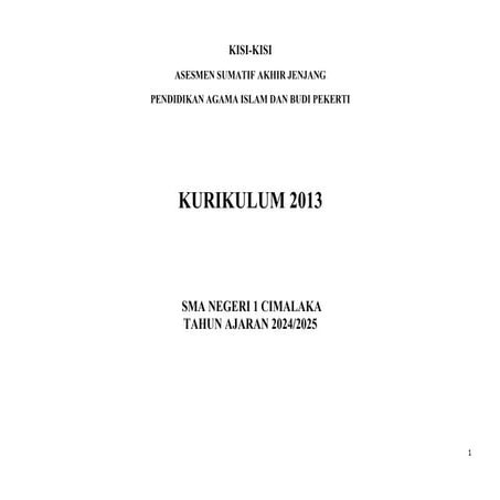 Kisi-Kisi US PAI untuk Siswa kelas 12 sma | PDF