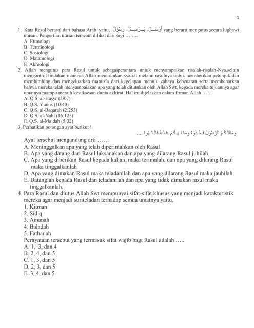 Uts pai kelas ii sd | PDF