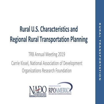 Rural U.S. Characteristics and Regional Rural Transportation Planning ...