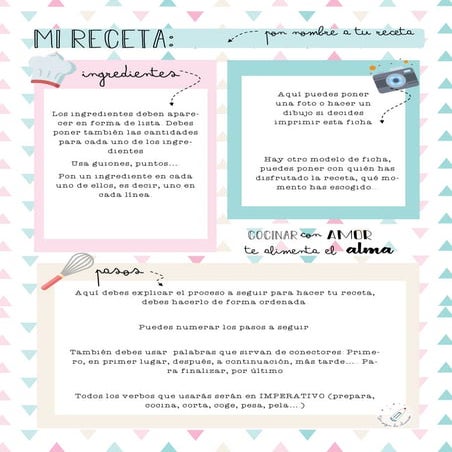 LA RECETA 3° CARACTERISTICAS PASOS INSTRUCCIONES TERCERO BASICO | PPTX