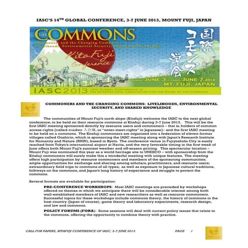 IASC's 14th GLOBAL CONFERENCE - Kitafuji brochure 2012 (letter size) | PDF