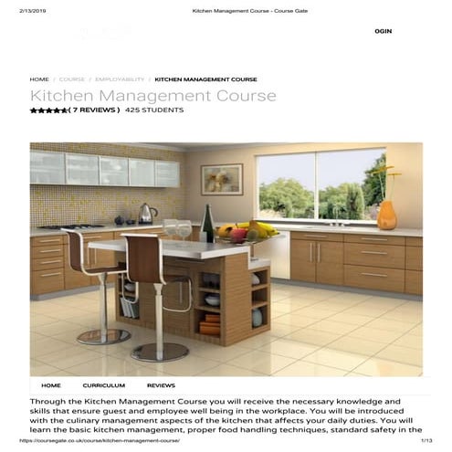 Kitchen Management Course - Course Gate | PDF