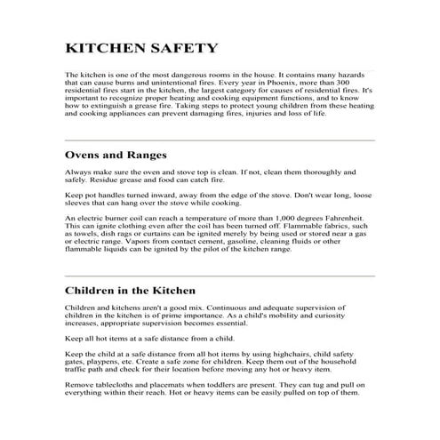 Kitchen safety | PDF