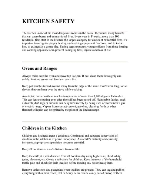 Kitchen safety part 1 powerpoint | PPT