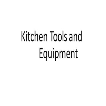 Large Equipment in the Kitchen | PPTX