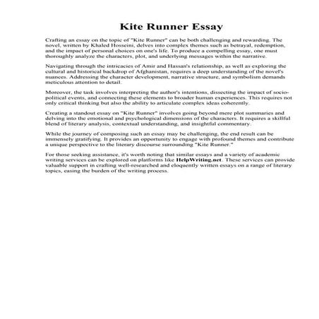 Kite Runner Essay | PDF