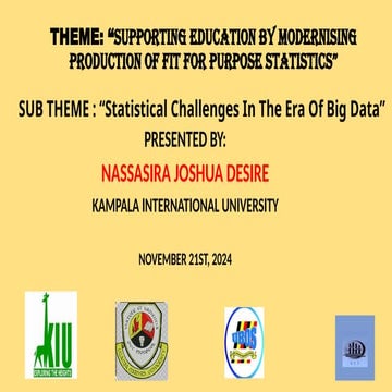 Supporting Education by Modernizing Production of fit for Purpose Statistics | PPT