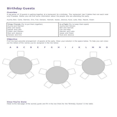 Birthday Guests | DOCX
