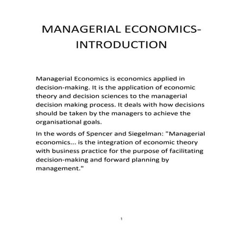 MANAGERIAL ECONOMICS- INTRODUCTION | PDF