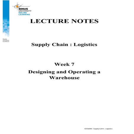 LN7 - Designing and Operating a Warehouse | PDF