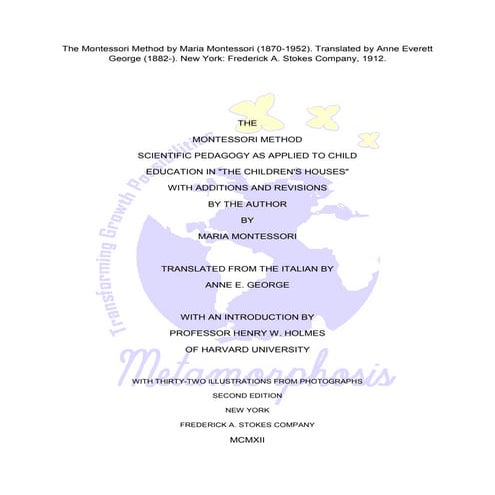 The montessori method by maria montessor1 | PDF | Daycare and Pre ...