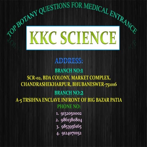 Top BOTANY Questions for MEDICAL Entrance | PPT