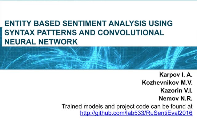 Entity Based Sentiment Analysis Using Syntax Patterns And Convolutional