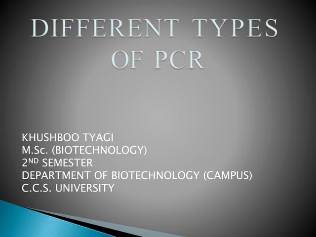 Types of PCR | PDF | Chemistry | Science