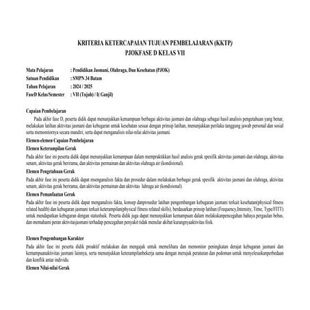 KKTP Fase D7 - PJOK.docx kriteria ketuntasan minimun | DOCX