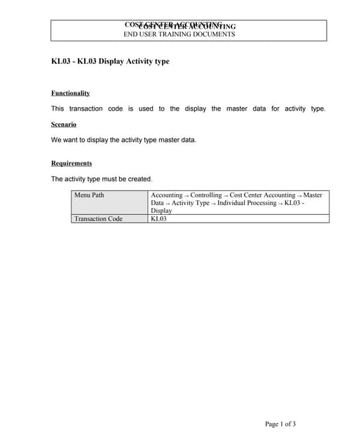 Kp06 Primary Cost Planning | PDF