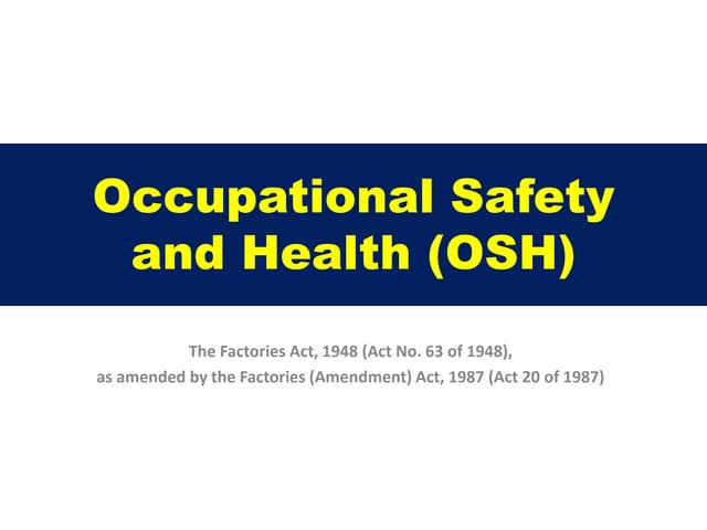 Occupational safety and health act | PPTX