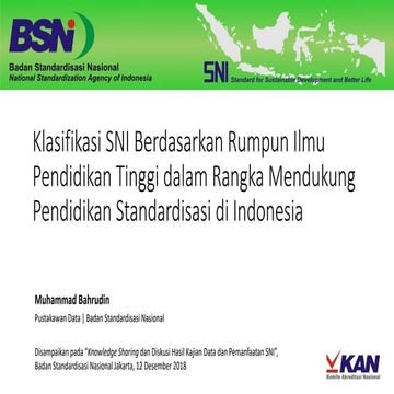 Klasifikasi SNI Berdasarkan Rumpun Ilmu Pendidikan Tinggi dalam Rangka ...