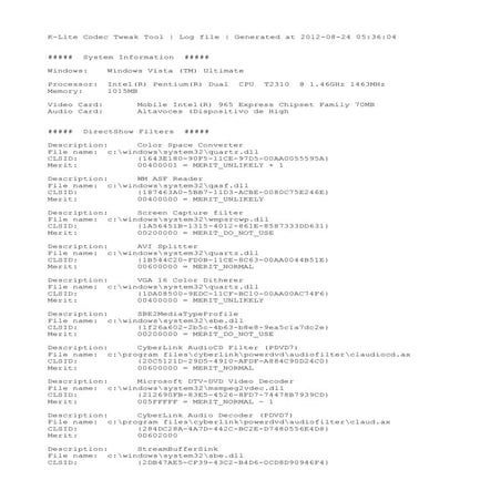 Klcp Codec Log Txt Digital Audio Computer Software And Applications 8118