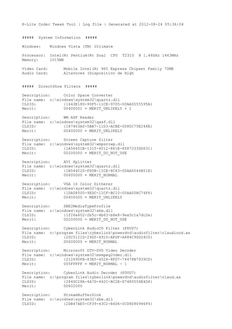 Klcp Codec Log Txt Digital Audio Computer Software And Applications 8118