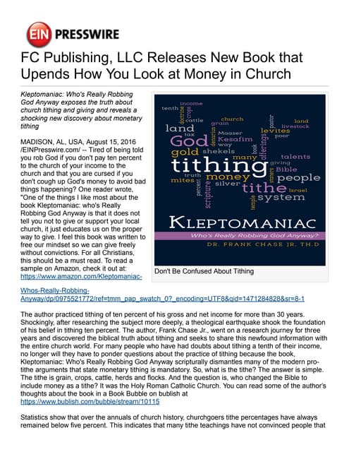 Eric Reads Kleptomaniac: Who's Really Robbing God Anyway? | PDF