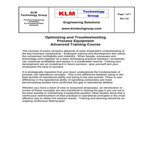 Optimizing and Troubleshooting Process Equipment Advanced Training ...