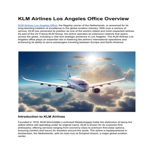 KLM Airlines Los Angeles Office Overview | PDF